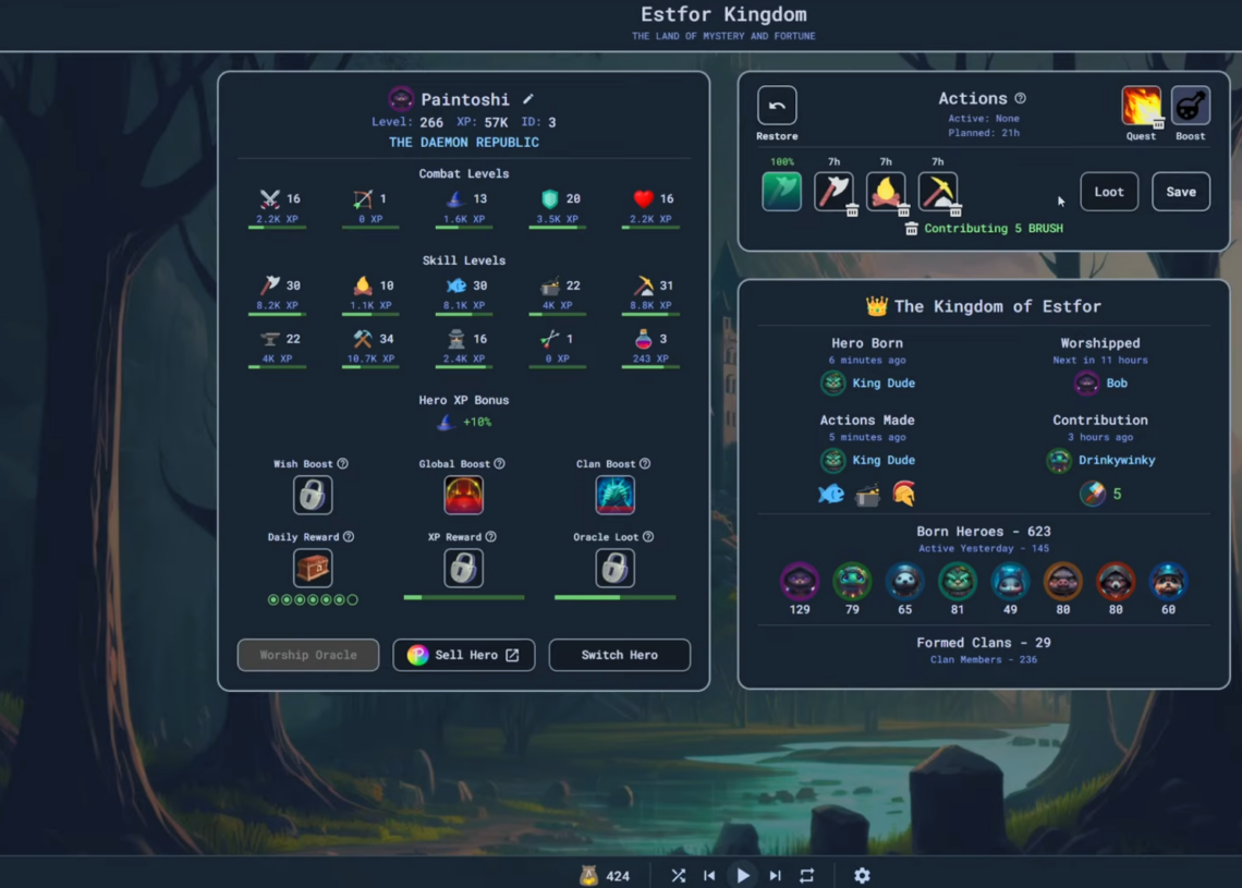 Estfor Kingdom: Browser RPG with Play-to-Earn for $BRUSH